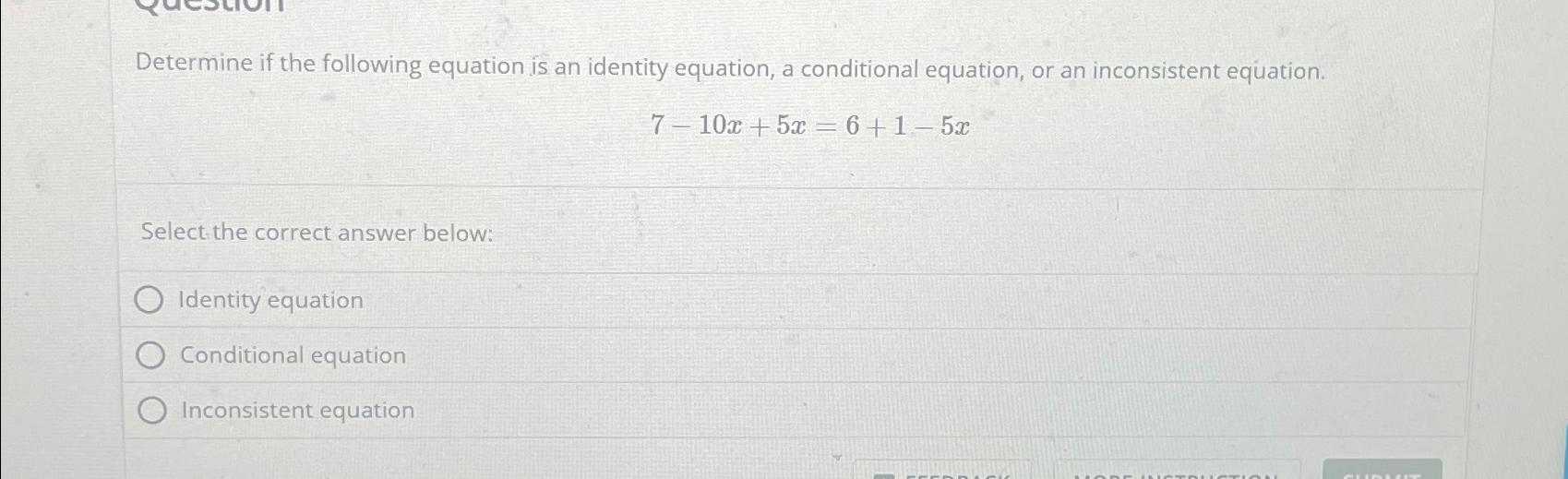 Solved Determine If The Following Equation Is An Identity