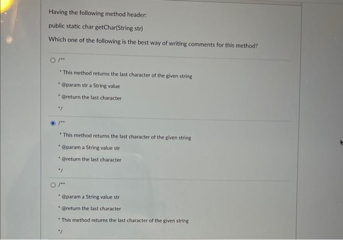 Solved Having the following method header: public static | Chegg.com