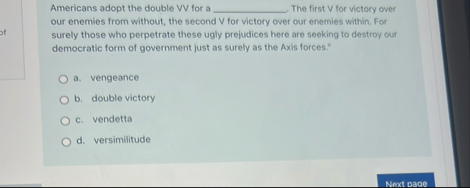 Solved Americans adopt the double VV for a q, ﻿The first V | Chegg.com