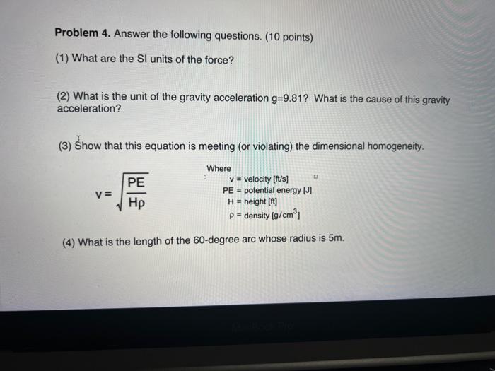 Solved Problem 4. Answer the following questions. (10 | Chegg.com