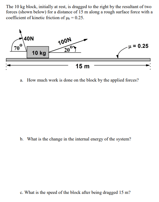 Solved The 10kg ﻿block, initially at rest, is dragged to the | Chegg.com