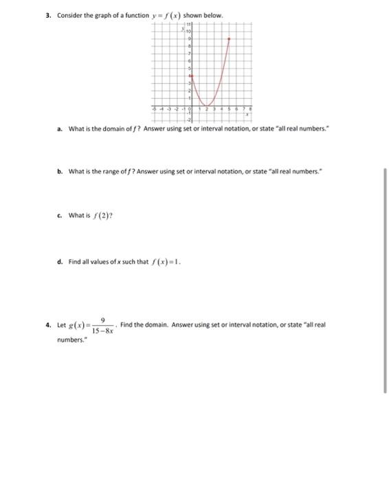 Solved 3. Consider the graph of a function y = f(x) shown | Chegg.com