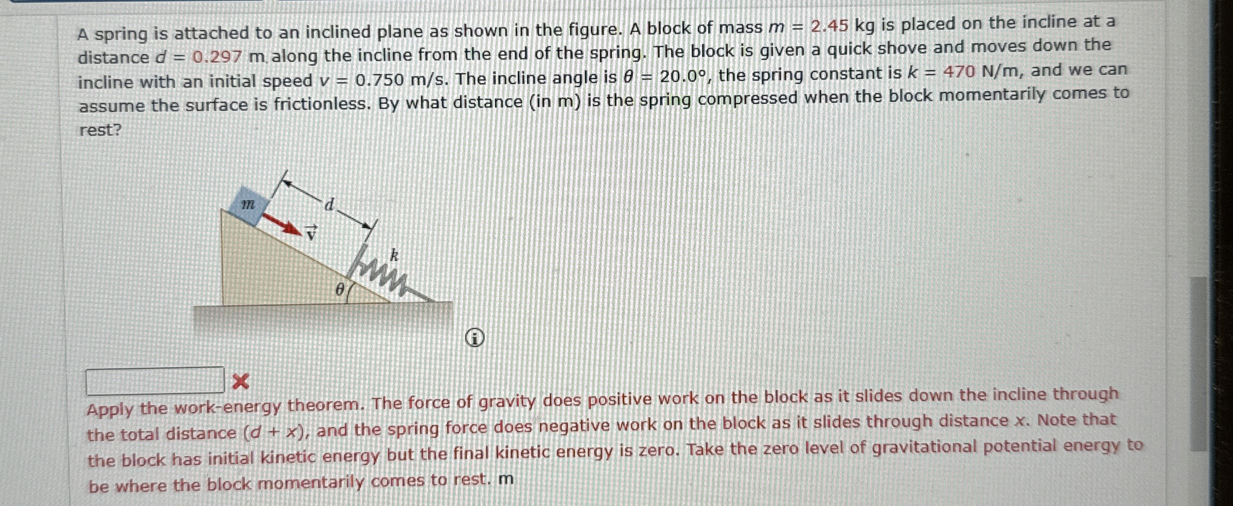 Solved A spring is attached to an inclined plane as shown in | Chegg.com
