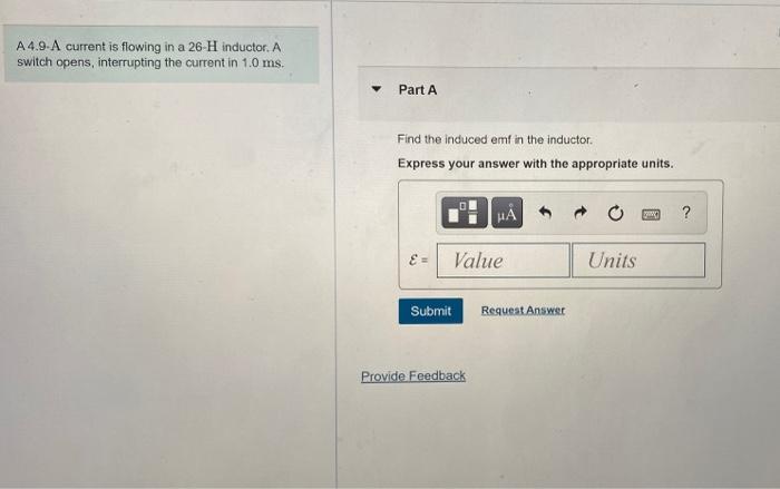 Solved A4.9.A current is flowing in a 26-H inductor. A | Chegg.com