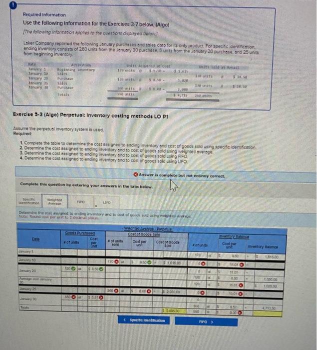 Solved Required information Use the following information | Chegg.com