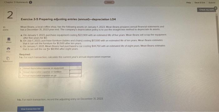 Solved Exercise 3-5 Preparing odjusting entries | Chegg.com