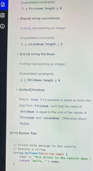 Solved You are given three integers in the form of strings: | Chegg.com