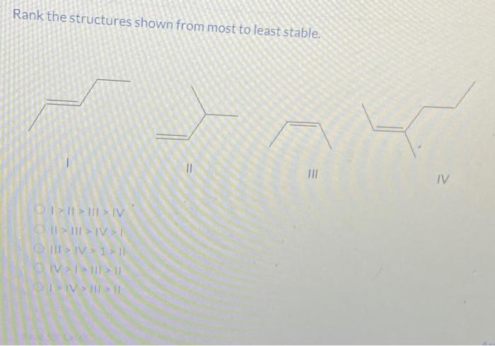 Solved Rank the structures shown from most to least stable. | Chegg.com