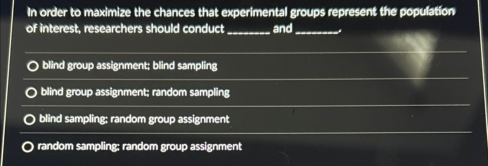 Solved In order to maximize the chances that experimental | Chegg.com