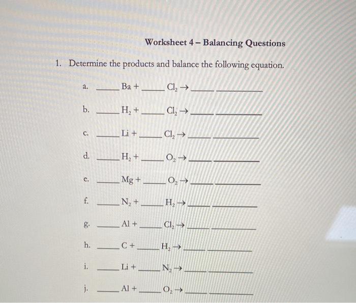 Solved Determine the products and balance the following | Chegg.com