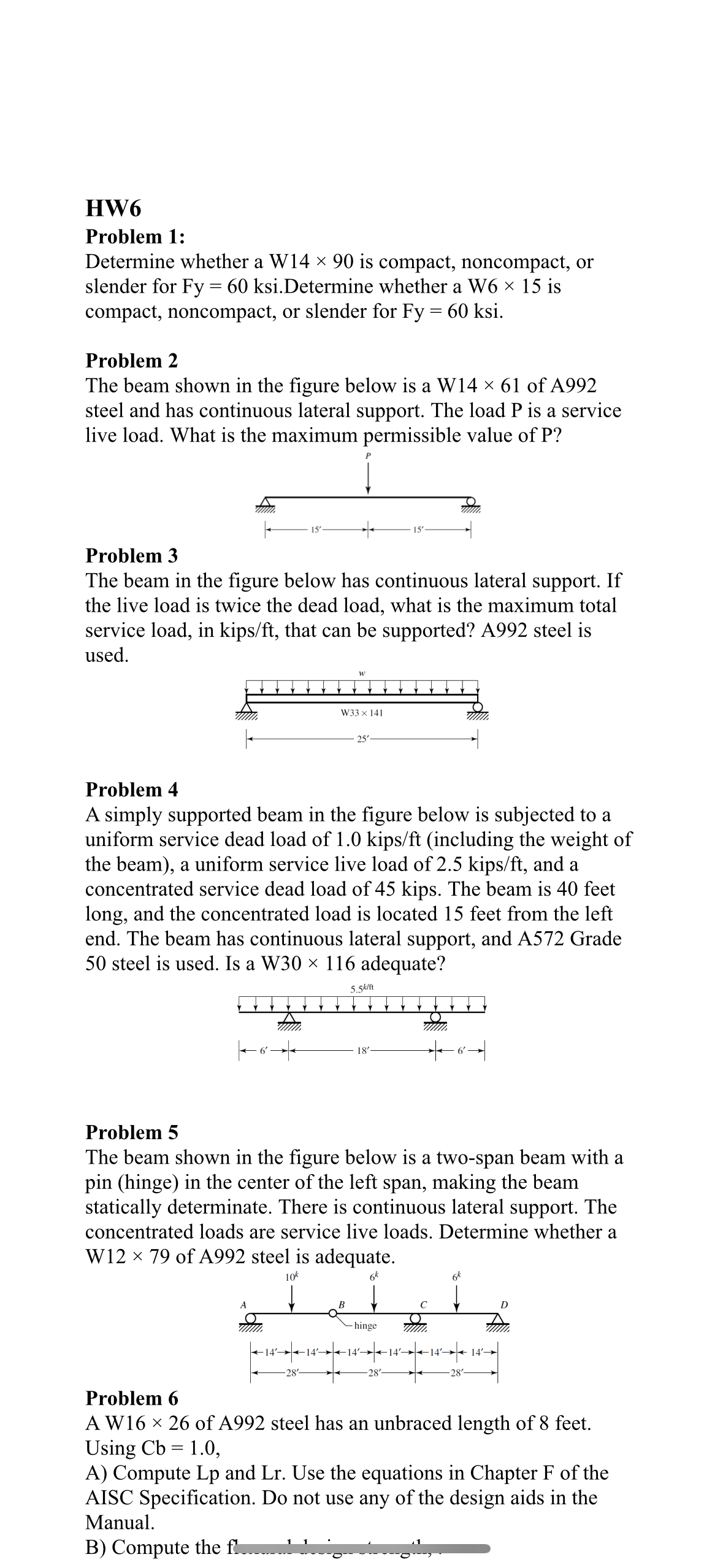 Solved HW6Problem 1:Determine whether a W14 ×90 ﻿is compact, | Chegg.com