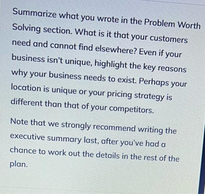Summarize what you wrote in the Problem Worth Solving | Chegg.com