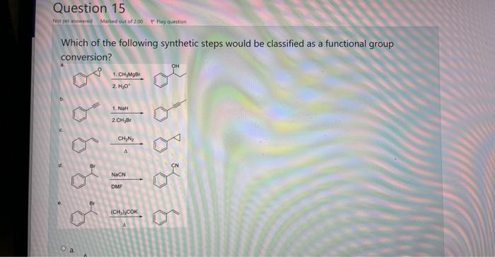 Solved Which of the following synthetic steps would be | Chegg.com