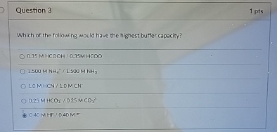 Solved Question 31ptsWhich of the following would have the | Chegg.com