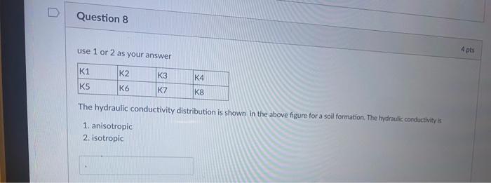 Solved use 1 or 2 as your answer The hydraulic conductivity | Chegg.com