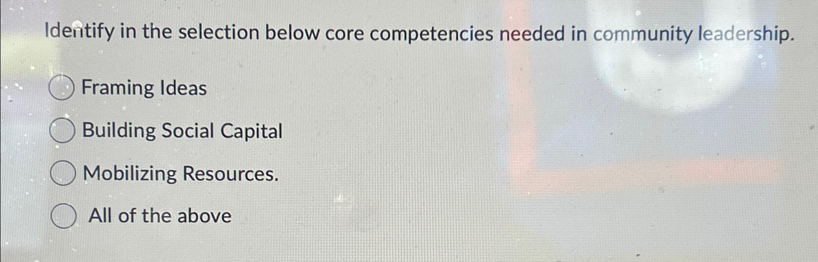 Solved Identify in the selection below core competencies | Chegg.com