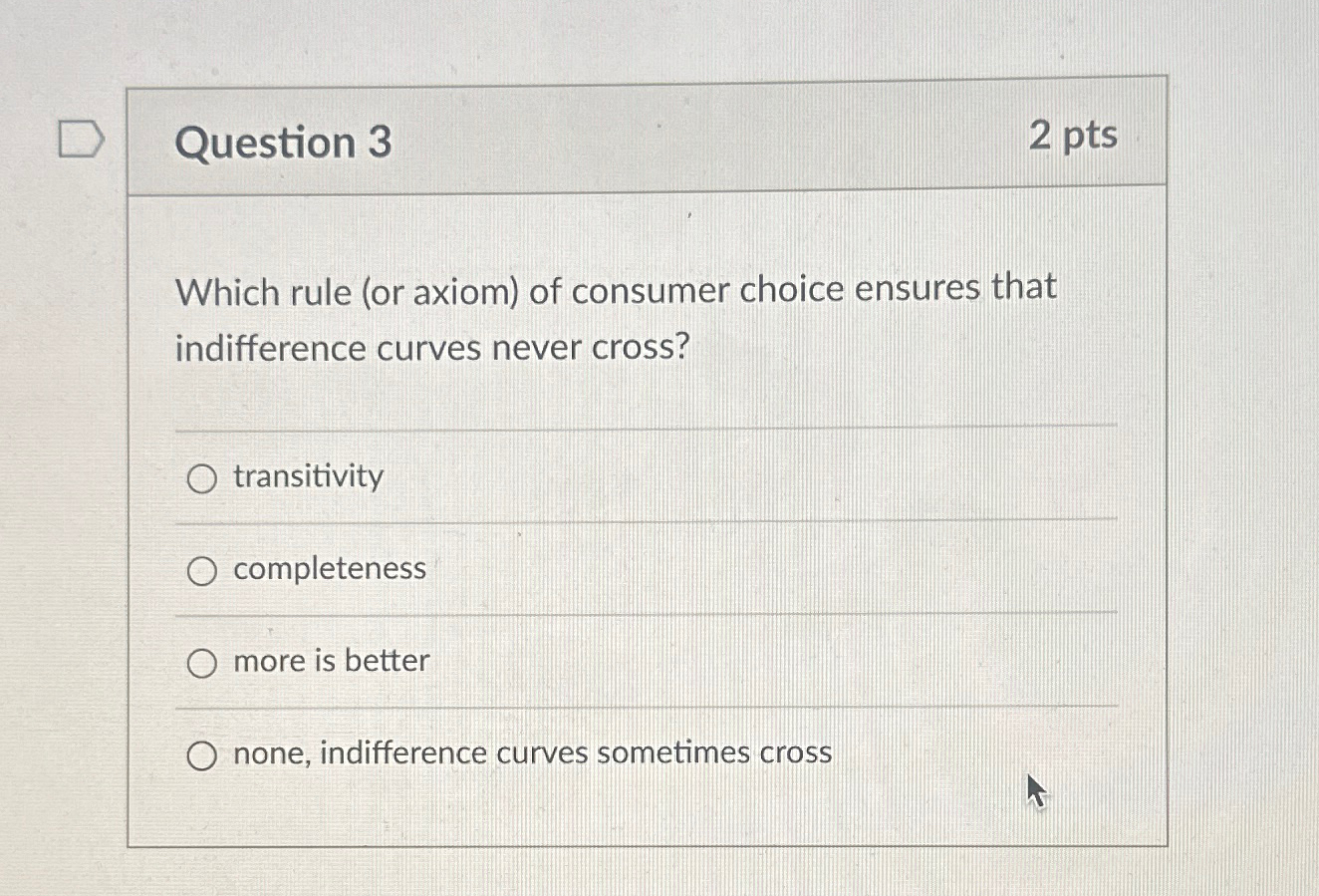 Solved Question 32 ﻿ptsWhich rule (or axiom) ﻿of consumer | Chegg.com