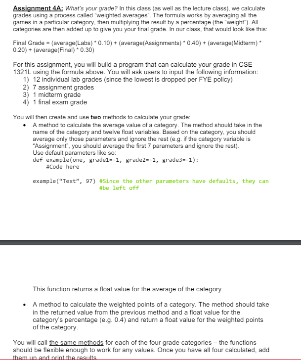Solved Assignment 4A; What's your grade? In this class (as | Chegg.com