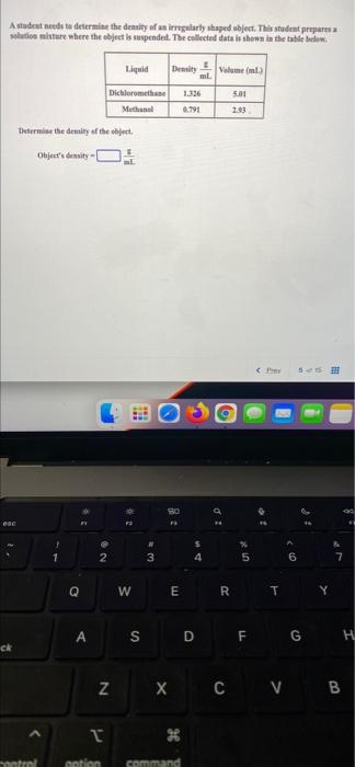 Solved Astudents to determine the density of an irregularly | Chegg.com