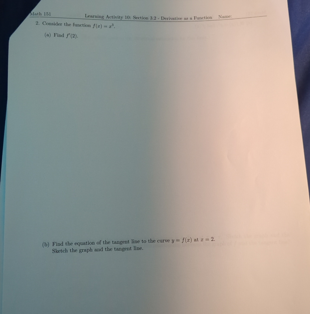 Solved Math 151Learning Activity 10: Section 3.2 - | Chegg.com