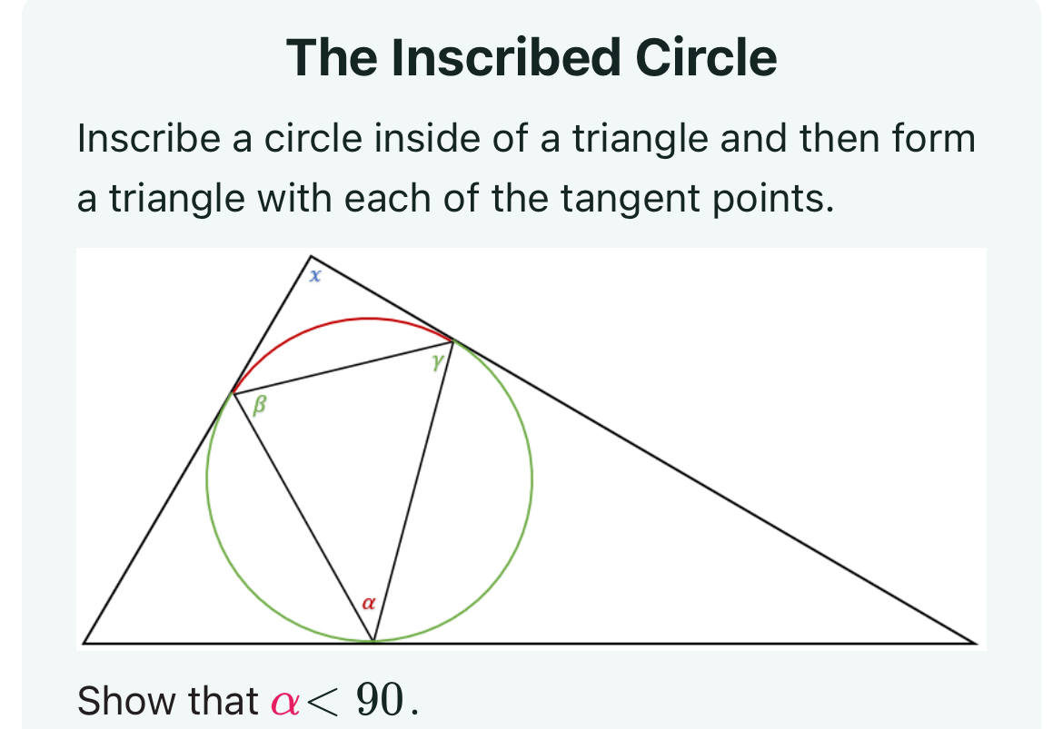Solved The Inscribed CircleInscribe a circle inside of a | Chegg.com