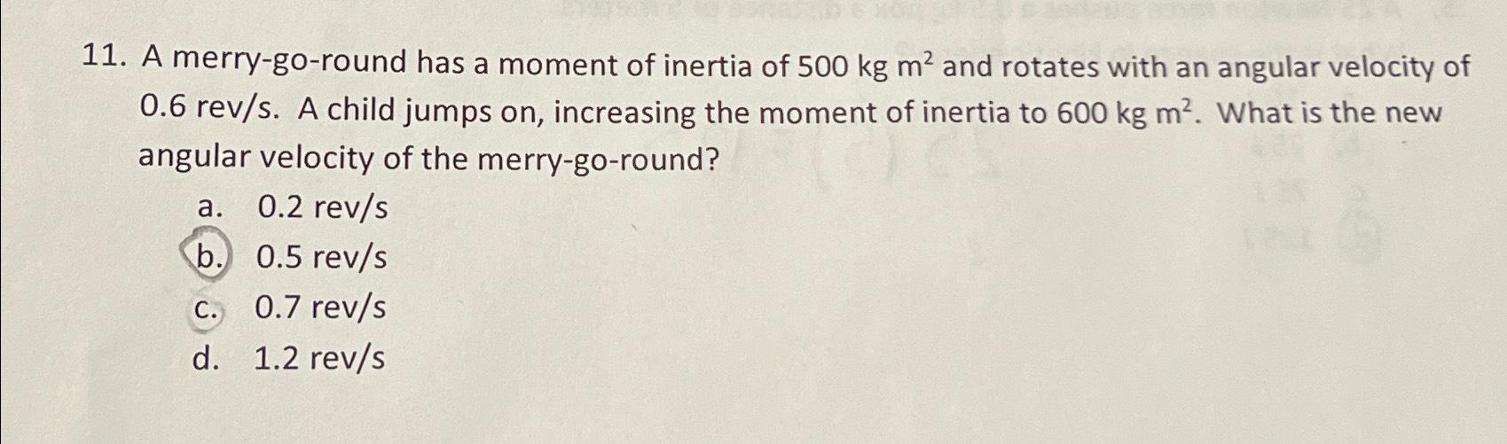 Solved A merry-go-round has a moment of inertia of | Chegg.com