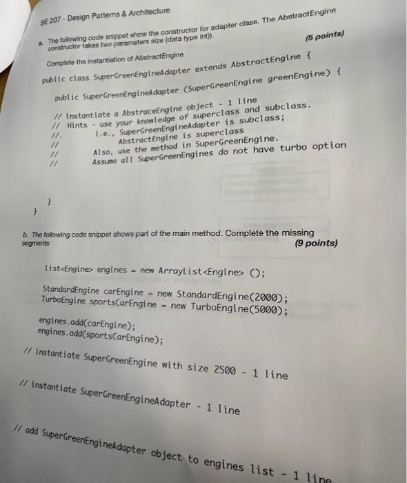Solved 3. Adapter Pattern Review the following class | Chegg.com