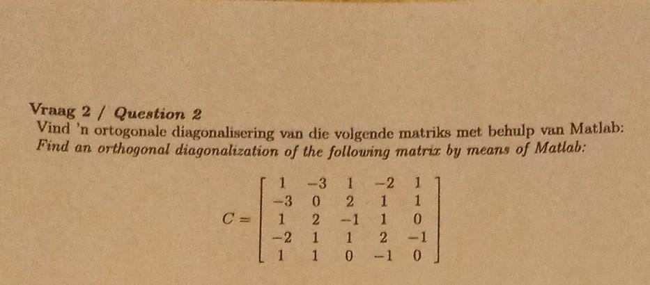 Solved Vraag 2 / Question 2 Vind 'n ortogonale | Chegg.com