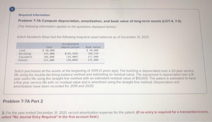 Solved Required information Problem 7-7A Compute | Chegg.com