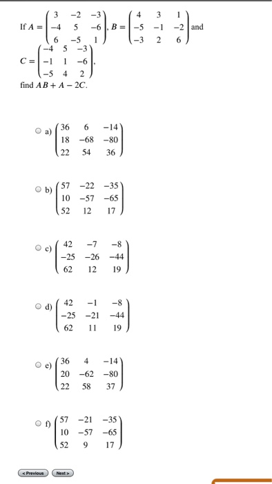 Solved ༼ 3 -2 =3) ༼ 431) If A=|-4 5 -6E B =|-5 -1 -2 [ and | Chegg.com