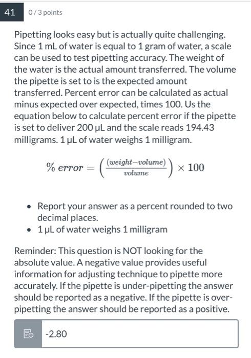 Solved Pipetting looks easy but is actually quite | Chegg.com
