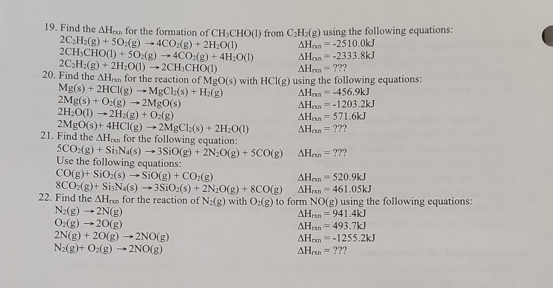 Solved how to solve for change in enthalpy rxn with 3 given | Chegg.com