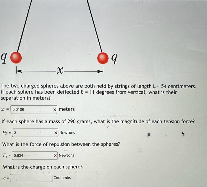Solved The two charged spheres above are both held by | Chegg.com