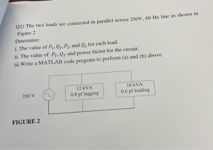 Solved Q2) The two loads are connected in parallel across | Chegg.com