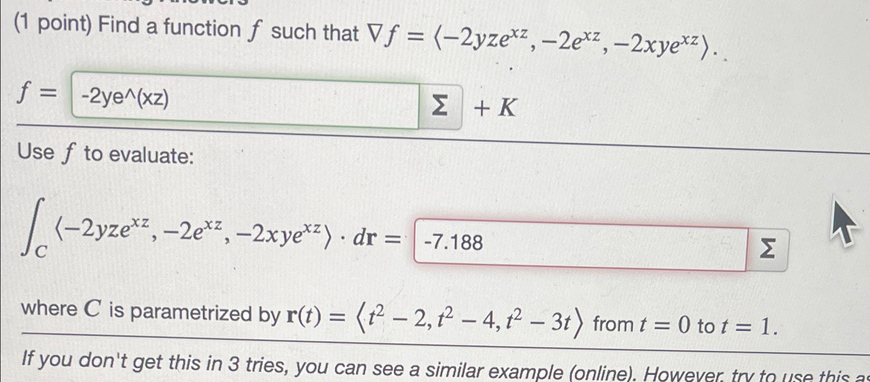 Solved (1 ﻿point) ﻿Find a function f ﻿such that | Chegg.com