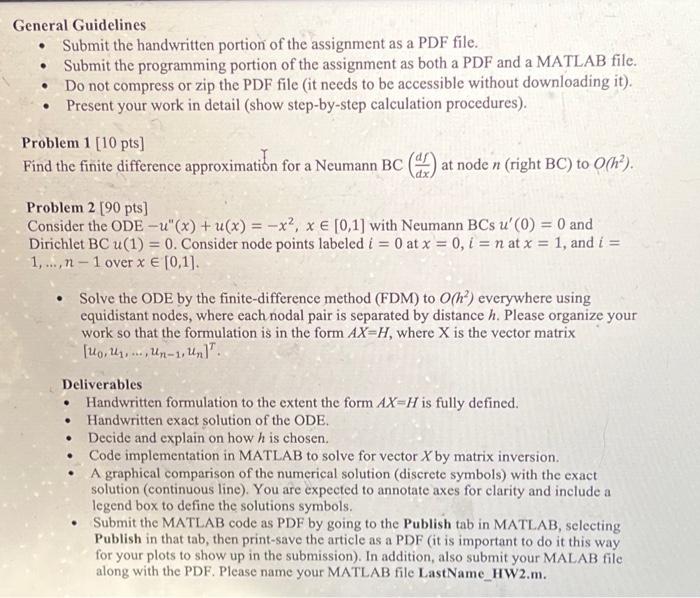 Solved General Guidelines - Submit the handwritten portion | Chegg.com