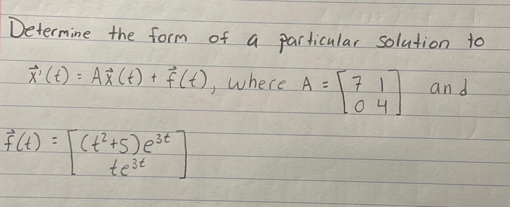 Solved Determine the form of a particular solution | Chegg.com