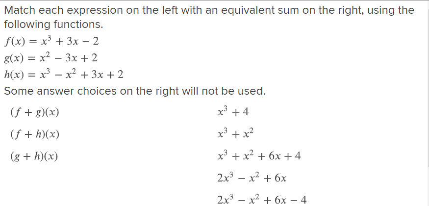Solved Match each expression on the left with an equivalent | Chegg.com