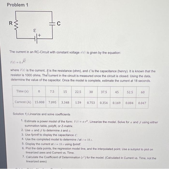 Solved Problem 1 The current in an RC-Circuit with constant | Chegg.com