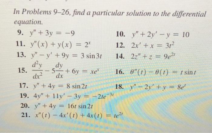 Solved Differential equations, numbers 13, 15, and 18. | Chegg.com