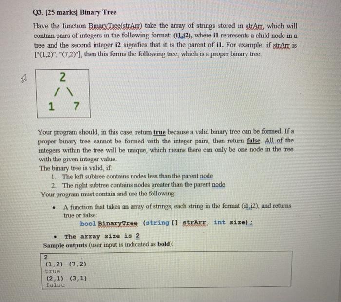 Solved Q3 25 Marks Binary Tree Have The Function 