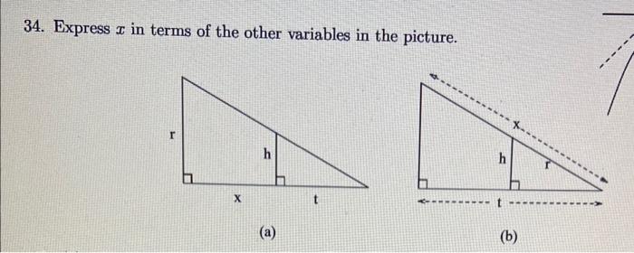 Solved 34. Express x in terms of the other variables in the | Chegg.com