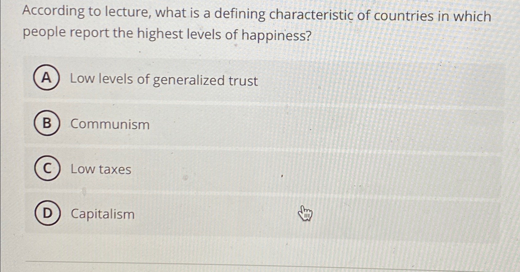 Solved According to lecture, what is a defining | Chegg.com