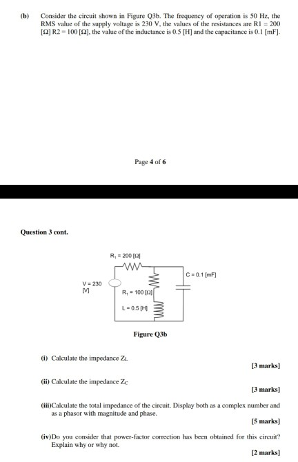 Solved (b) Consider the circuit shown in Figure Q3b. The | Chegg.com