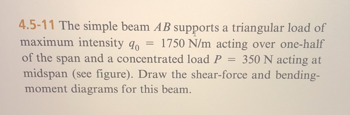 Solved 4.5-11 The simple beam AB supports a triangular load | Chegg.com