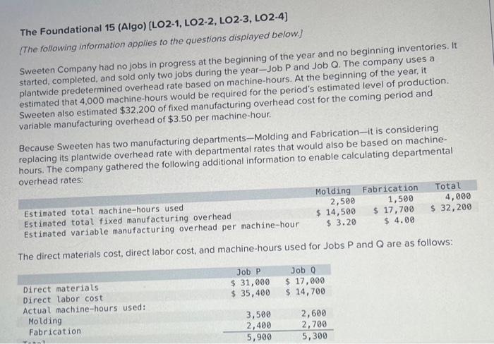 Solved The Foundational 15 (Algo) [LO2-1, LO2-2, LO2-3, | Chegg.com