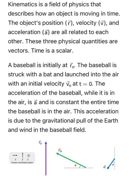 Solved Kinematics is a field of physics that describes how | Chegg.com