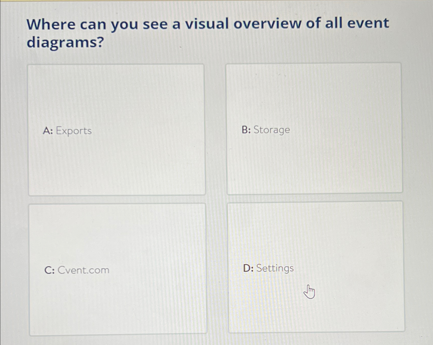 Solved Where can you see a visual overview of all event | Chegg.com