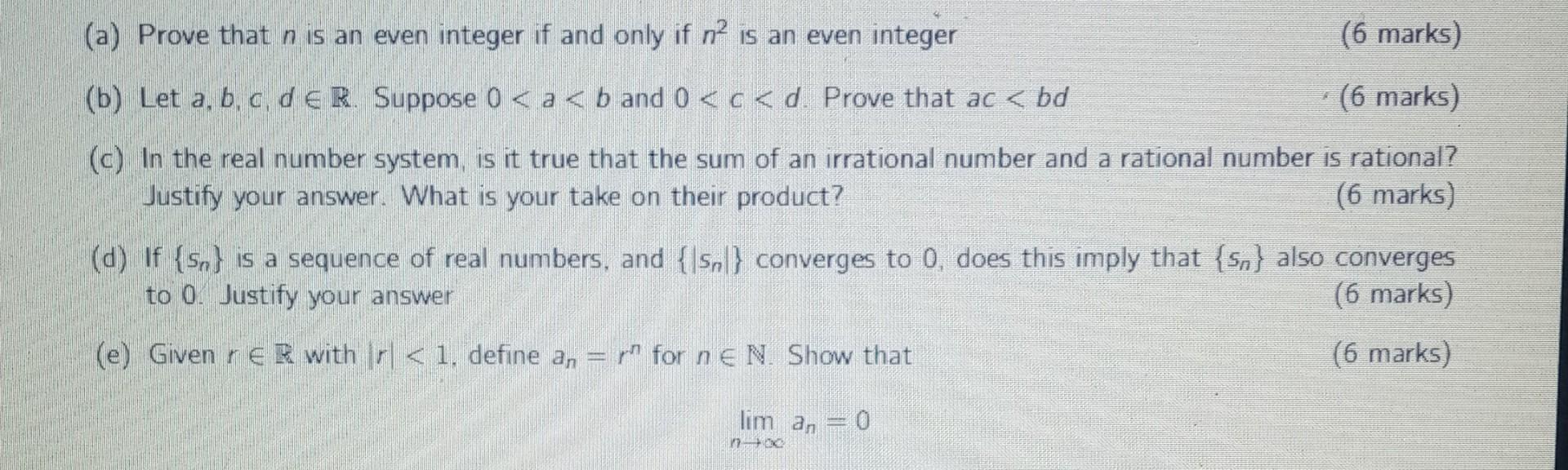 Solved A Prove That N Is An Even Integer If And Only If N2