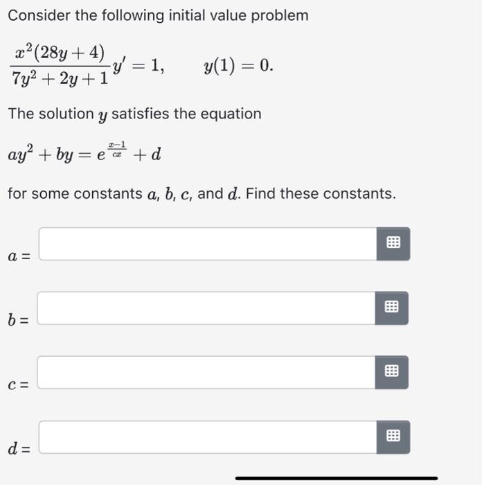 Solved Consider the following initial value problem | Chegg.com